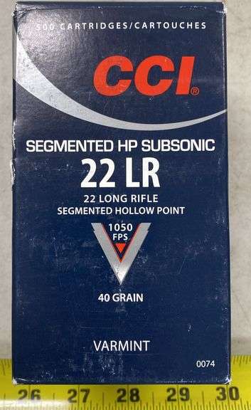 CCI 22 LR Segmented HP Subsonic 1050 FPS 40 GR, 500 Cartridges ...