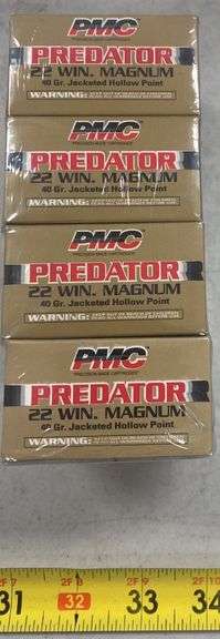 8 Boxes (400 Ctgs) PMC Predator 22 WIN MAG 40 GR Jacketed Hollow Point ...