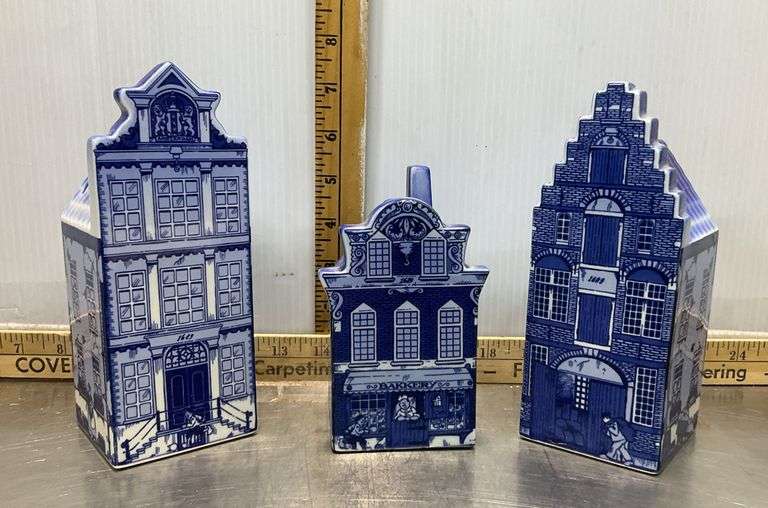 Hollander Delft Blue White Ceramic Buildings Banks - Sherwood Auctions