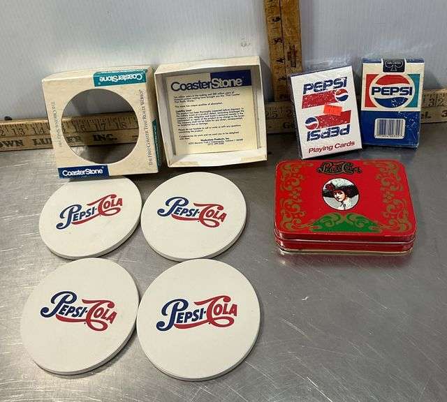 Pepsi-Cola Coaster Stone & Playing Cards - Sherwood Auctions