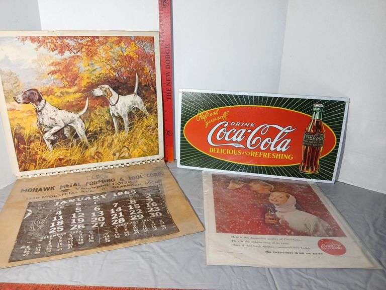 1956 Coca-Cola Advertising Print, Tin Coca-Cola Sign, 1965 Mohawk Metal Forming, Dearborn Mich ...