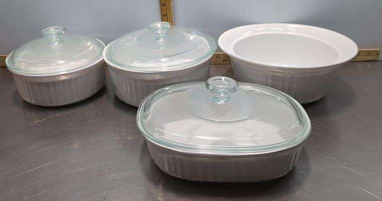 Corning Ware Covered Dishes French White - Sherwood Auctions