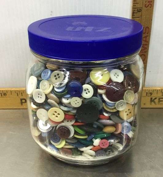 Glass Jar Full Of Buttons - Sherwood Auctions