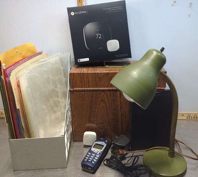 Metal File Box, Desk Lamp, Calculator, Phone, WiFi Thermostat, File ...