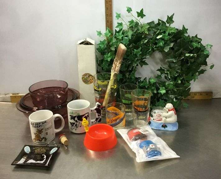 Snoopy Bowl, PYREX Dishes, Ford Glasses, Mugs, Wine Stopper, Ashtray ...