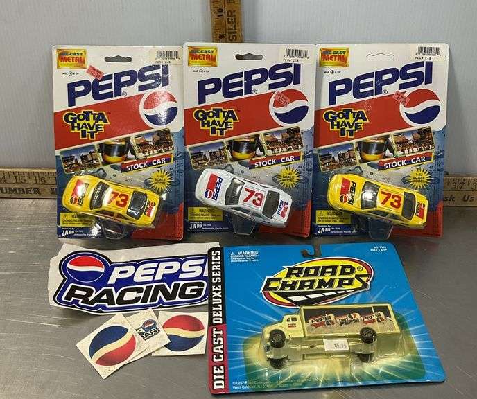 New Pepsi Die Cast Stock Cars; Road Champ Truck & Stickers - Sherwood ...