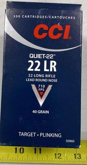 CCI Quiet-22 40 Grain 710 FPS 22LR Lead Round Nose, 500 Cartridges ...