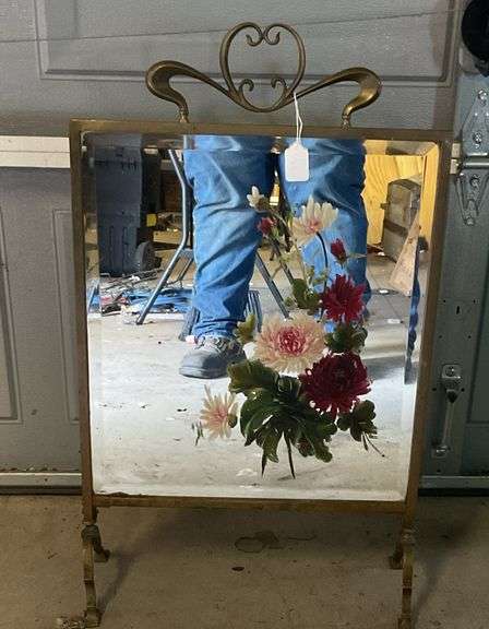 Antique Mirrored Fire Guard Screen - Sherwood Auctions