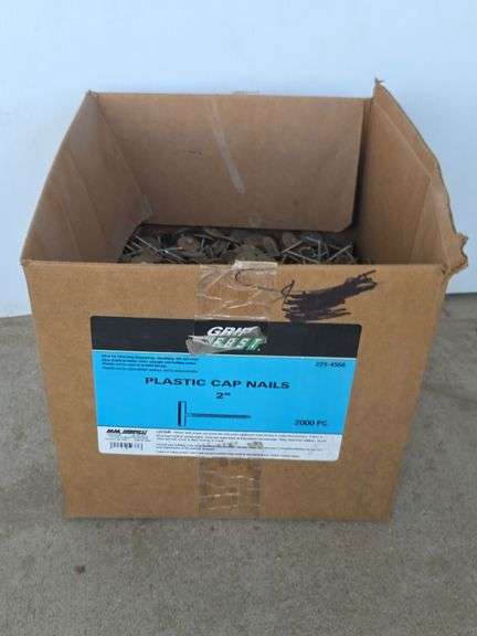 Plastic Cap Nails 2", Box Half Full - Sherwood Auctions