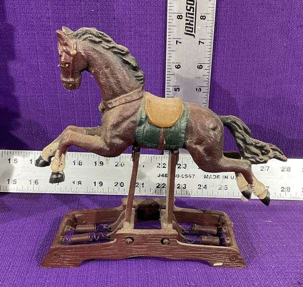 Vintage Cracker Barrel Cast Iron Rocking Horse W/ Springs - Sherwood ...