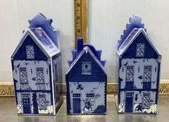 Hollander Delft Blue White Ceramic Buildings Banks - Sherwood Auctions