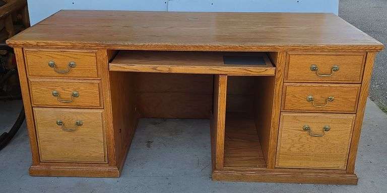 Heavy Wooden Desk - Sherwood Auctions