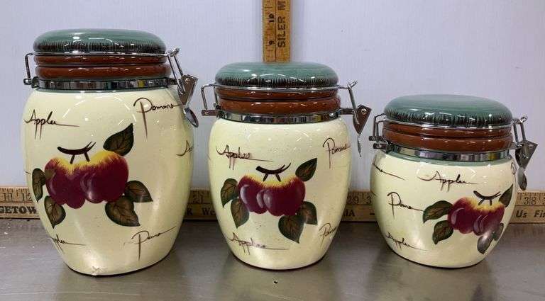 Ceramic Canister Set with Lock Lids - Sherwood Auctions