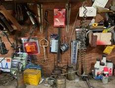 Hammers, Hand Tools, Antique Oilers & More Work Bench Clean Off ...