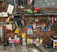 Hammers, Hand Tools, Antique Oilers & More Work Bench Clean Off ...