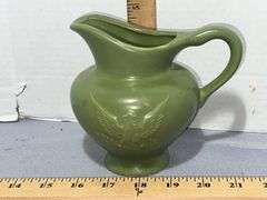 Pink Royal Heager Pottery Pitcher & Green Hull Pottery Eagle Pitcher ...