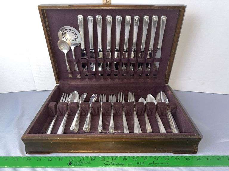 Set of Prestige Plated Silverware in Original Wooden Case - Sherwood ...