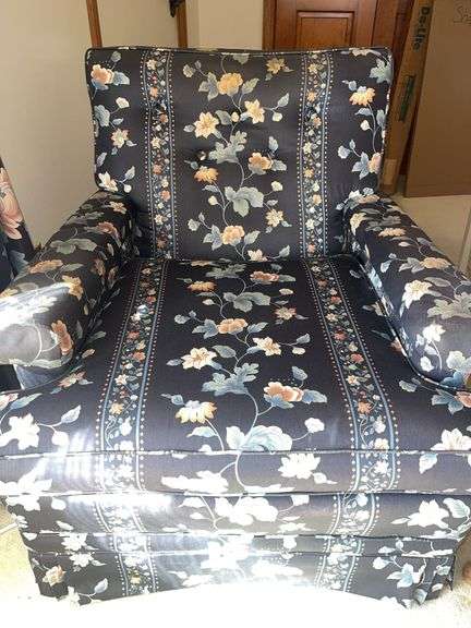 Black Floral Statement Chair (30”x32”x30”) - Sherwood Auctions