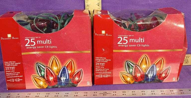 Two Boxes 25 Count C-9 Energy Saver Light Sets - Sherwood Auctions