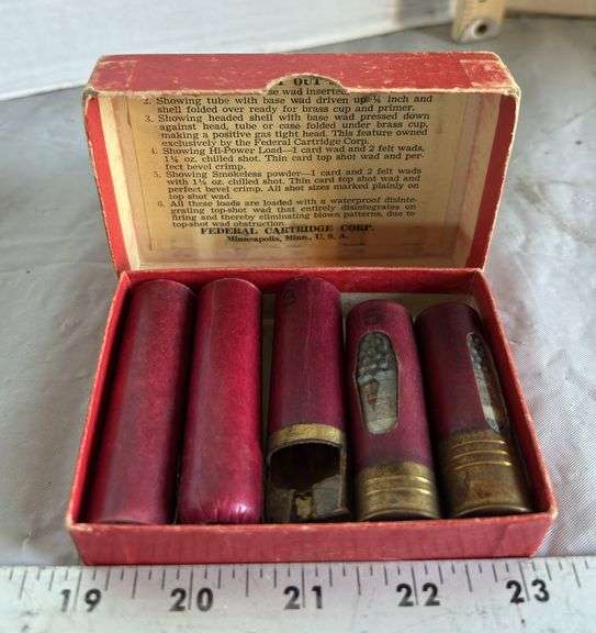 Federal Sample Shells Cutaway 12 GA Paper Shells in original Sample Box ...