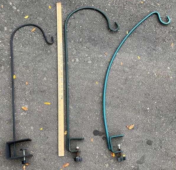 3 Thick Metal Shepherd Hooks that Clamp On - Sherwood Auctions