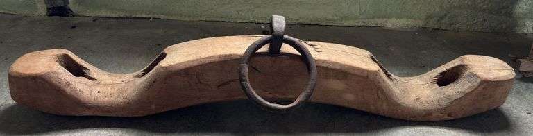 Primitive Original Hand-made Double Oxen Ox Yoke 50”L - Sherwood Auctions