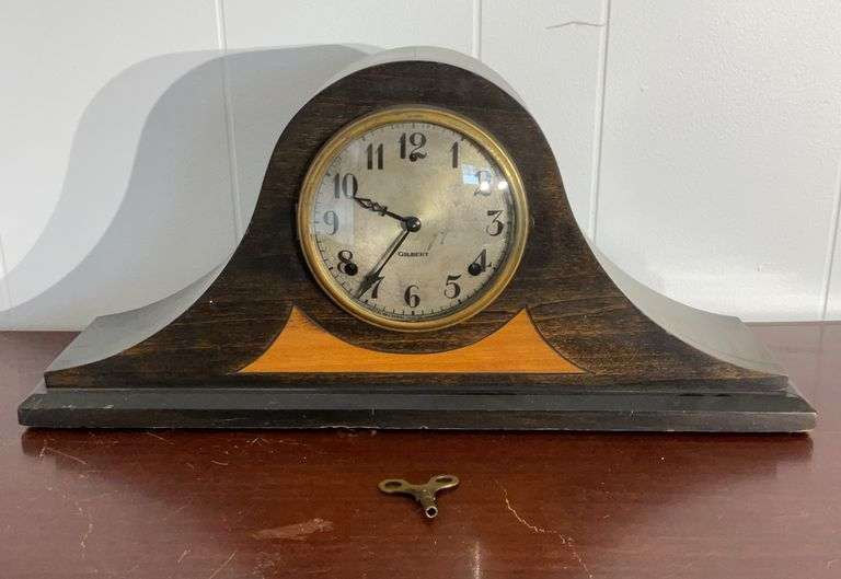 Antique Gilbert 1807 Wooden Mantle Clock W/ Key 10”Tx21”Lx5.25”W ...