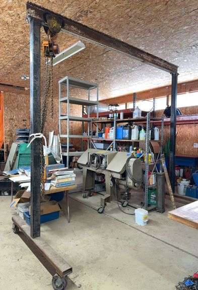 Portable Gantry Crane w/ Hoist Chain Fall- 9' T & 9'8" W - Sherwood ...