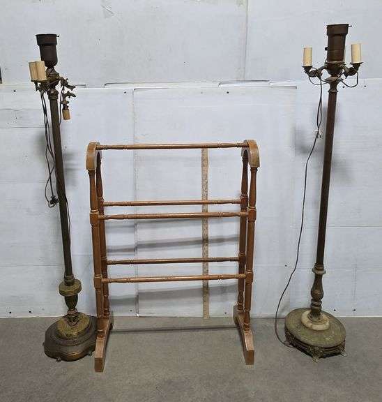 Vintage Cast Iron Lamps, Quilt Rack - Sherwood Auctions