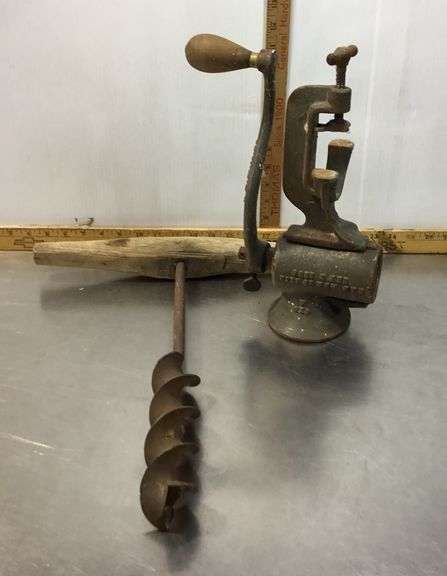 T Handle Auger and Vintage Cast Iron Food Chopper/Grinder - Sherwood ...