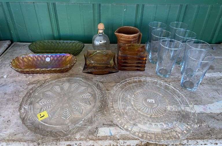Libby Drinking Glasses,Cake Trays,Amber Ashtrays,Carnival Glass and ...