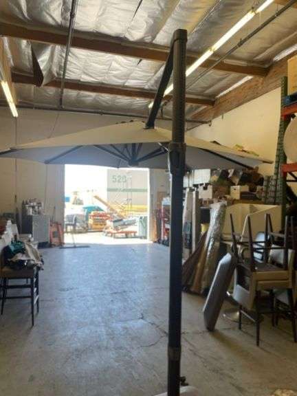 Seasons Sentry 11' LED Solar Round Cantilever Umbrella w/ Base - Sierra ...