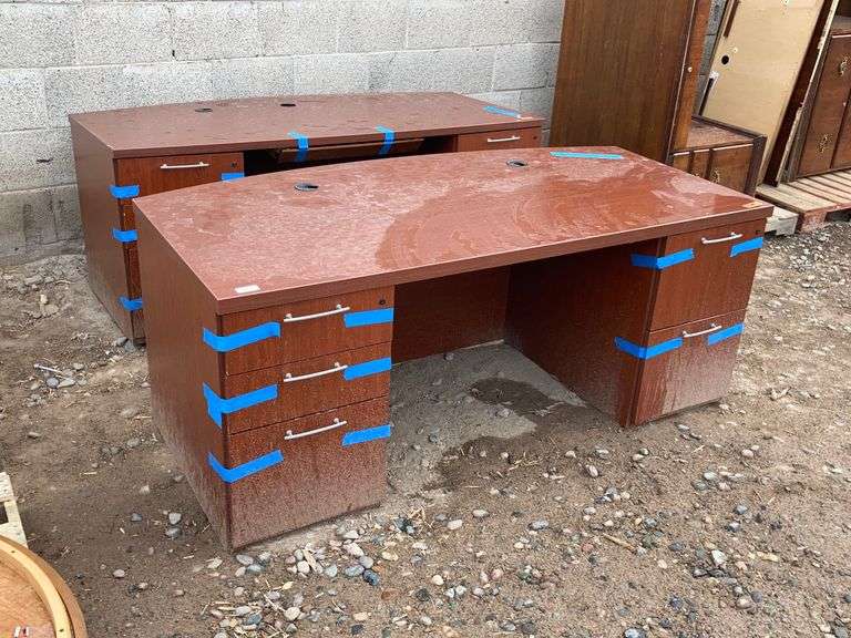 (2PC) 6 foot Cherrywood Executive Office Desks. - Sierra Auction ...