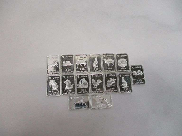 Lot of (12) 1 gram 0.999 Fine Pure Silver Bars - Animal Themed - Sierra ...