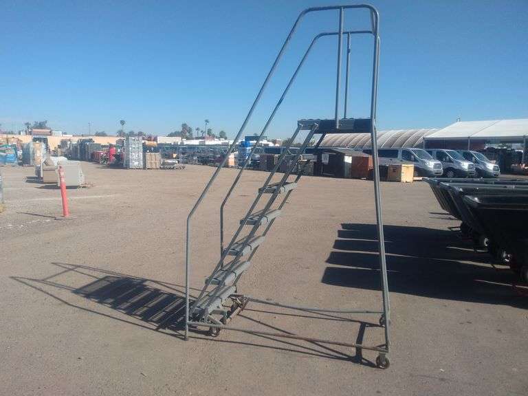 Uline Warehouse Rolling Ladder 8-Foot Steel Frame With 7-Steps - Sierra ...