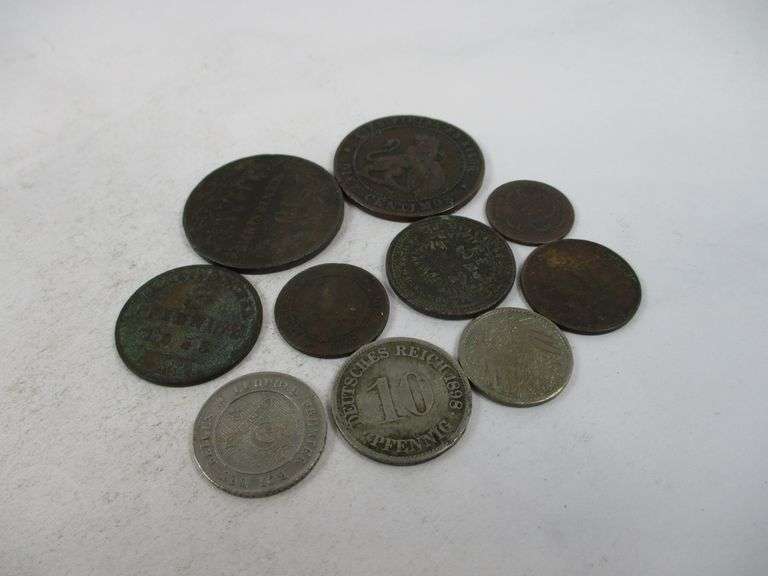 Lot of 10 Old World Coins from the 1800s - Sierra Auction Management Inc