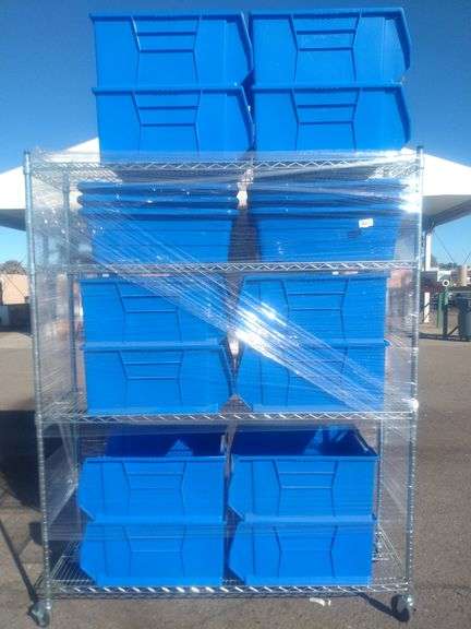 Metro Metal (4)Tier Rack With (18) Storage Plastic Bins - Sierra ...