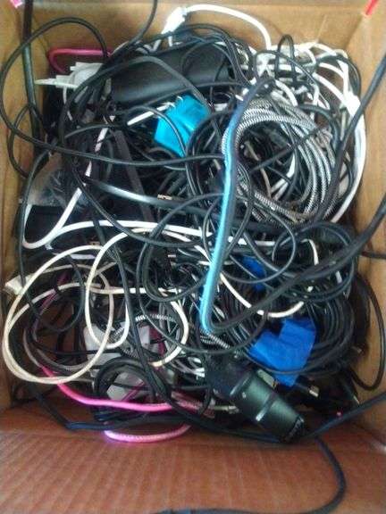 Box Of Assorted Cell Phones Chargers And Portable Chargers - Sierra ...