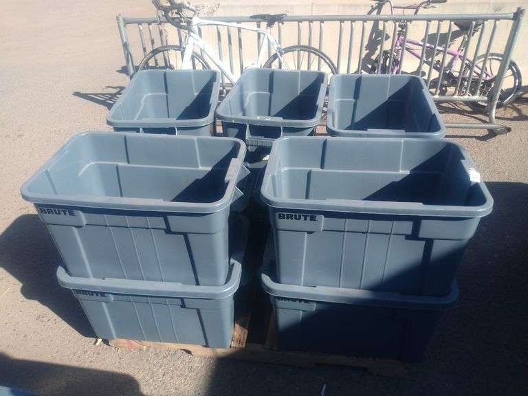 Brute Storage Containers Without Lids Grey Qty 20 - Sierra Auction ...
