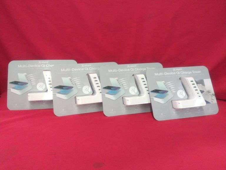 (4pc) Multi-Device Qi Charge Tower 15W Qi Charge Pad+ AC outlet + 20W ...