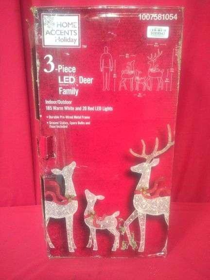 Home Accents Holiday (3Pc) Led Deer Family Indoor/Outdoor 185 Warm ...