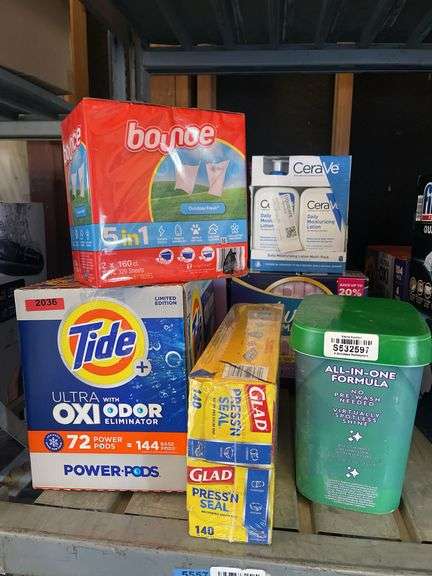 (1 Qty) Lot of Non-Consumable Household Items (Tide Pods, Dishwasher ...