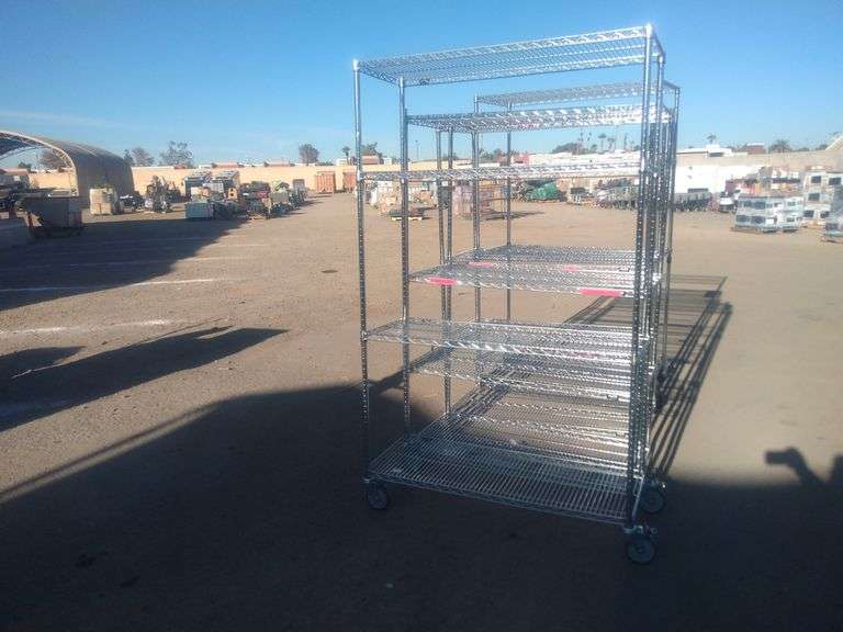 Uline Ultity Metal Shelves On Wheels And Studs Qty4 - Sierra Auction ...