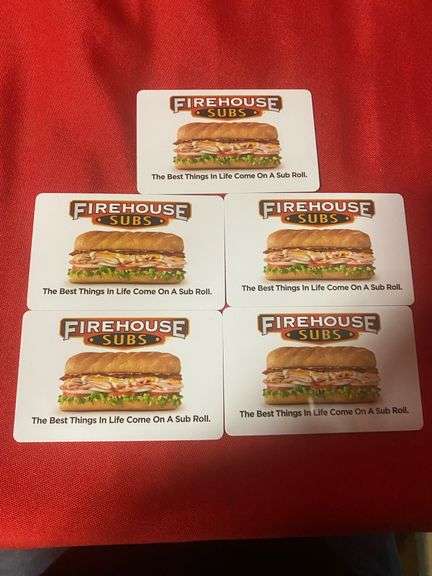 (5) Firehouse Subs Gift Cards (Card Value $25.00 Each Card) - Sierra ...