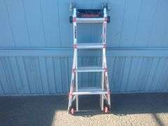 Little Giant 21134S Ratchet Leveler Folding Aluminum Ladder - Sierra ...