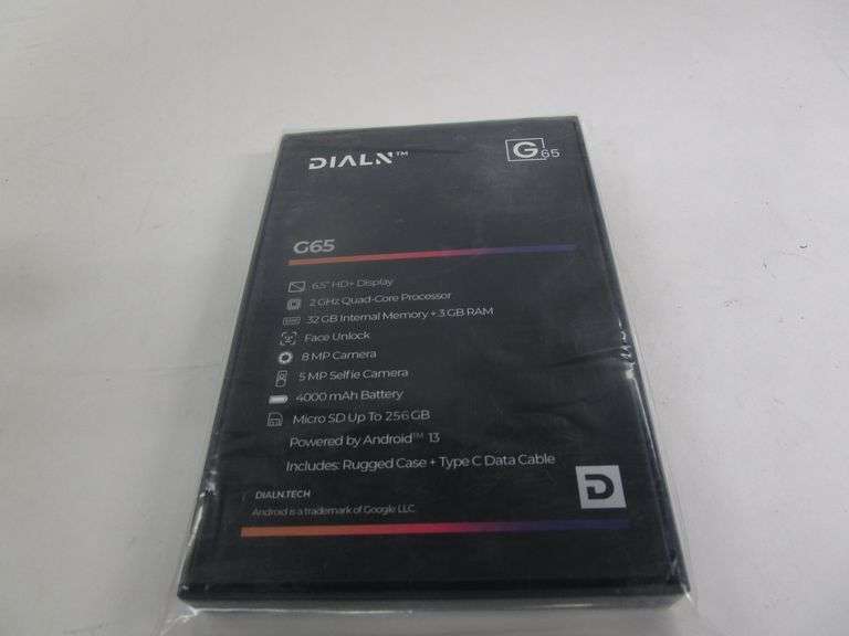 (1) NEW IN BOX DIALN CELLPHONE, MODEL G65. - Sierra Auction Management Inc