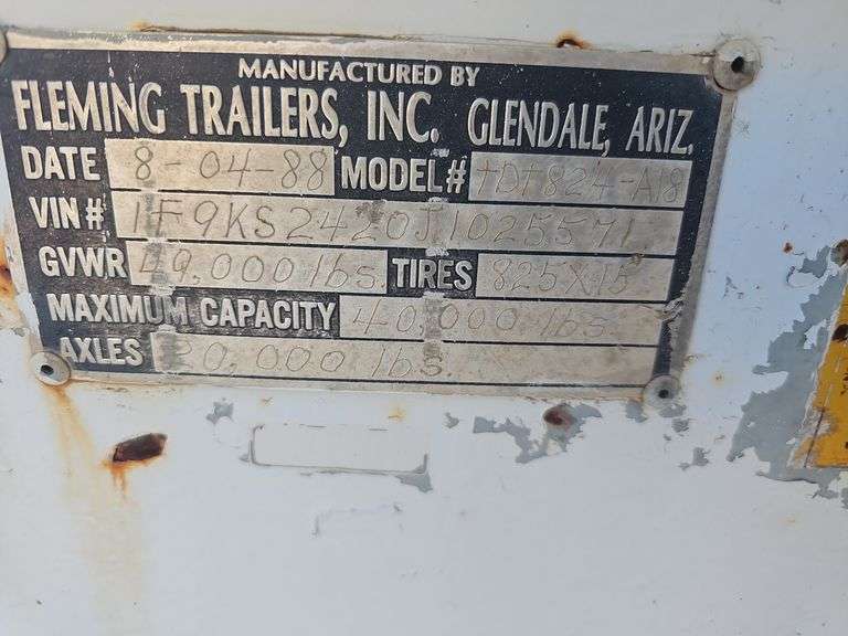 1988 Fleming Trailer Flatbed Trailer - Sierra Auction Management Inc