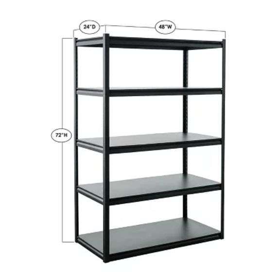 Deep Storage Rack 5-Shelf Steel Frame And Beams With Plastic Floor ...