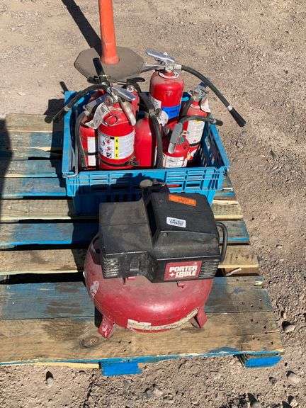 Assorted fire extinguishers and air compressor. - Sierra Auction ...
