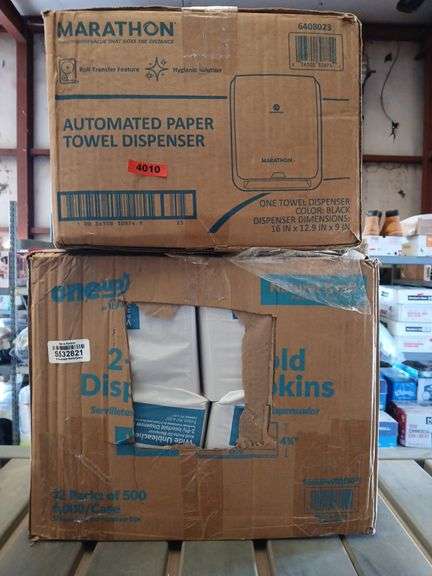 (1 Qty) Marathon Papertowel Dispenser, (1 Qty) Box of Paper Napkins ...